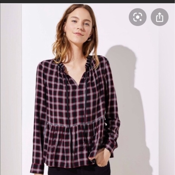 LOFT | Tops | Loft Plus Plaid Peplum Top | Poshmark